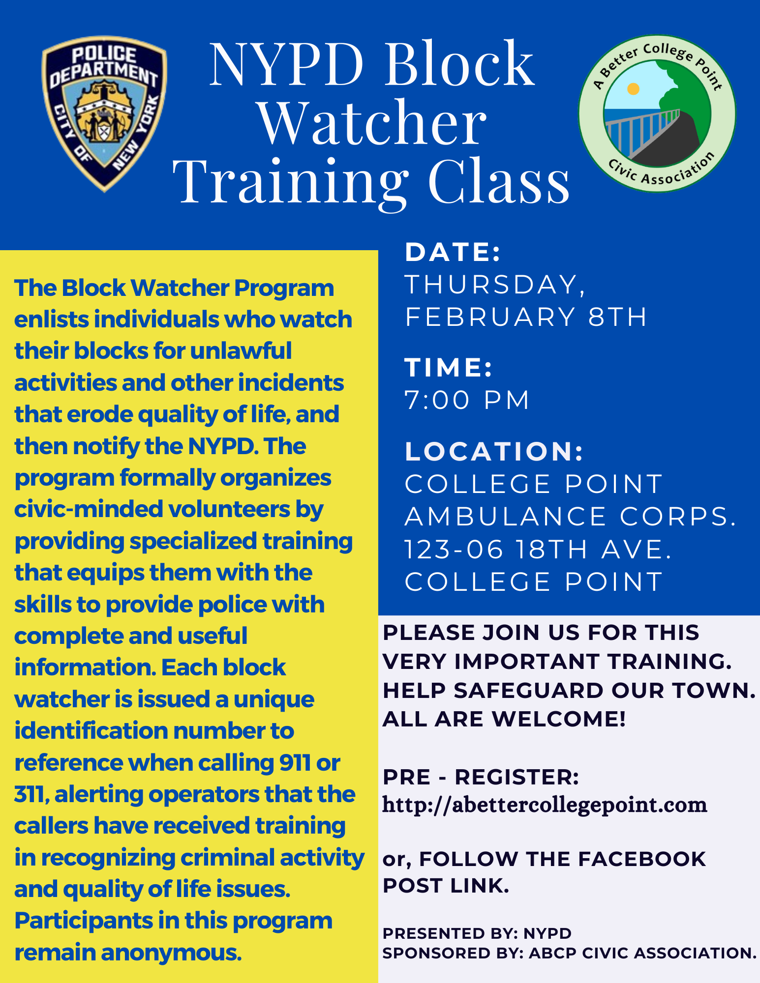 A Better College Point Civic Association – JOIN THE MOVEMENT!